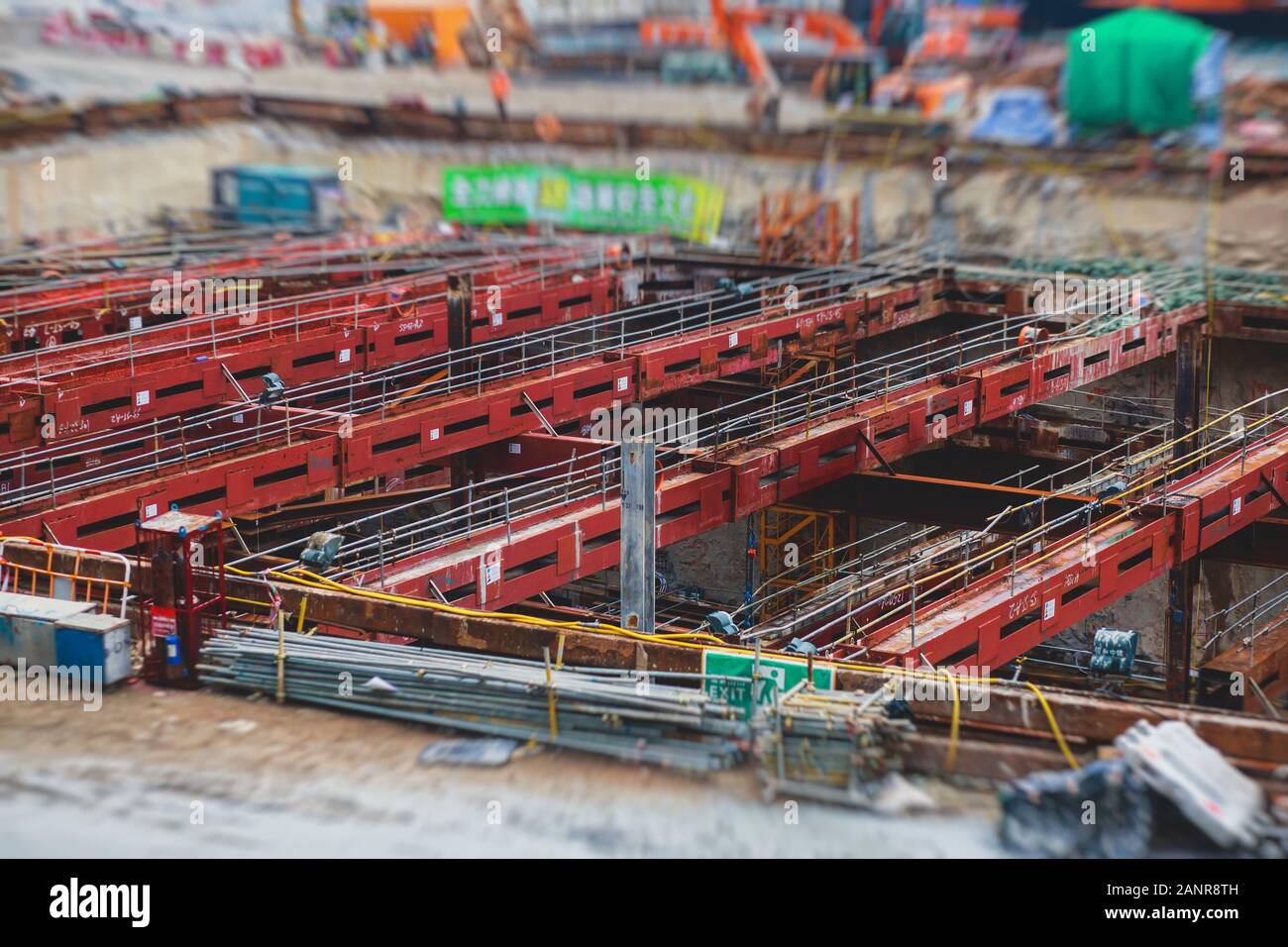 A large construction site in the city, the process of massive buliding ...