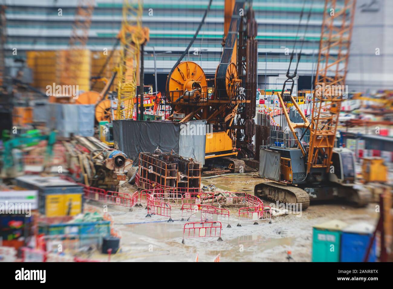 A large construction site in the city, the process of massive buliding ...