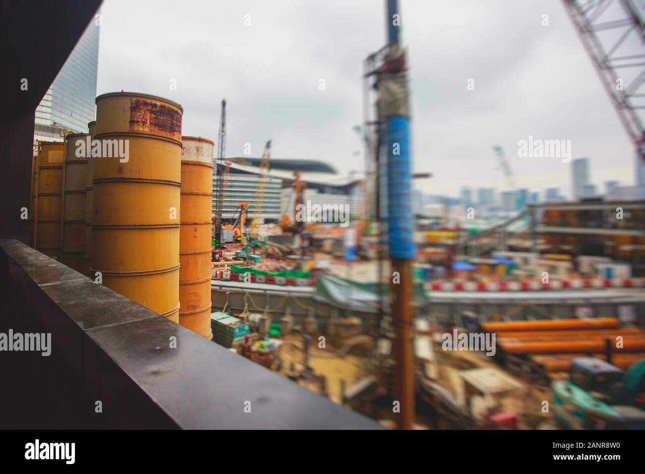 A large construction site in the city, the process of massive buliding ...