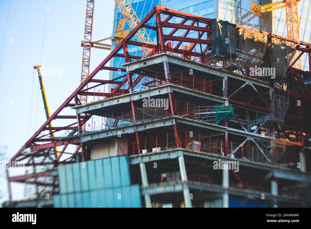 A large construction site in the city, the process of massive ...