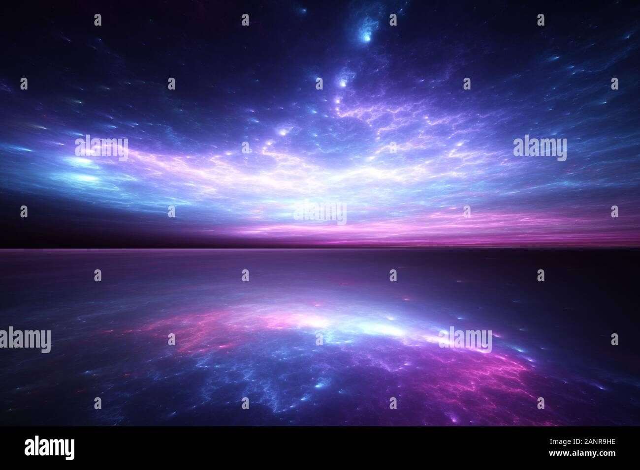 Surreal sunset reflected on an alien sea Stock Photo - Alamy