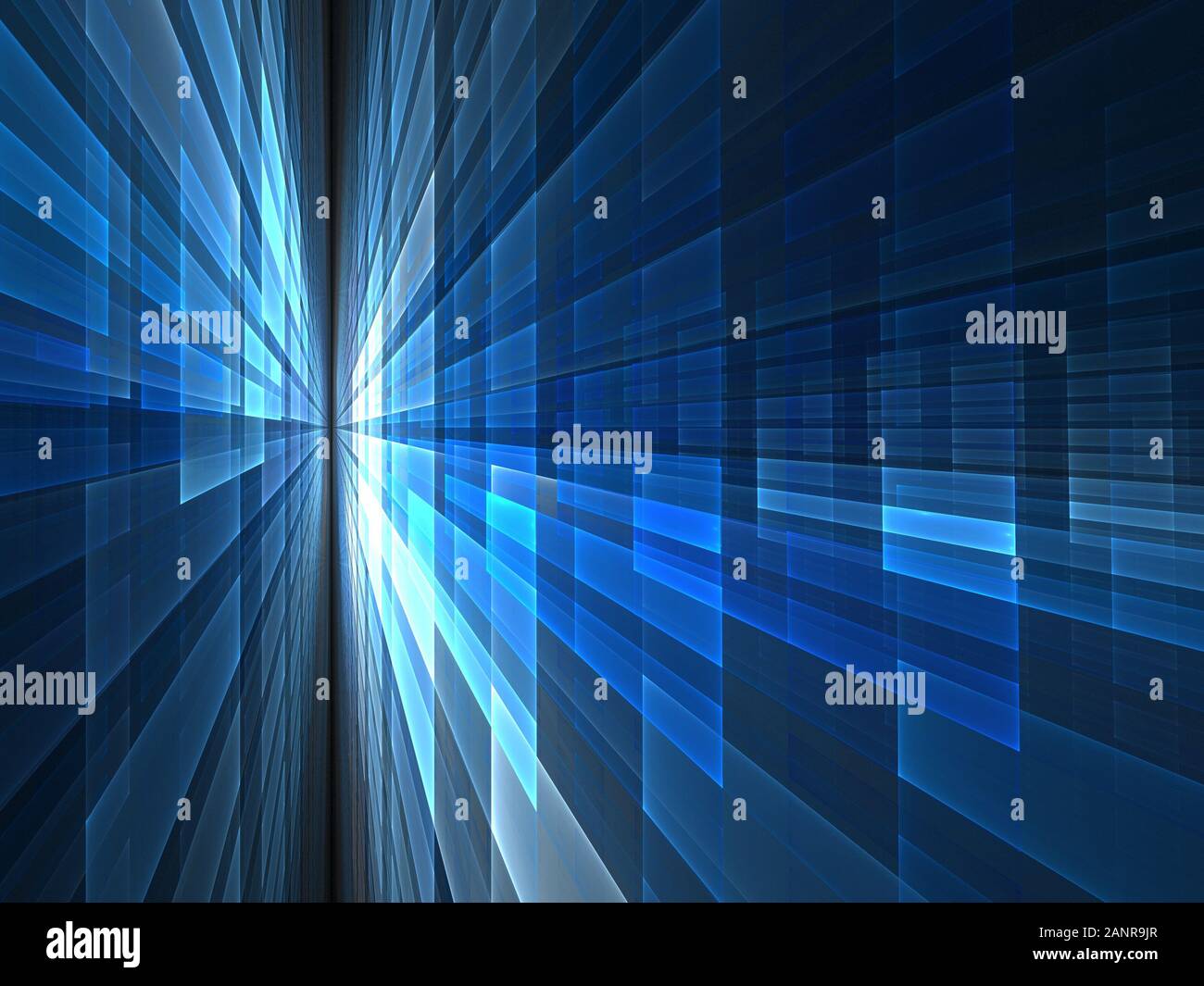 Rushing blue light rays - abstract background for science and ...