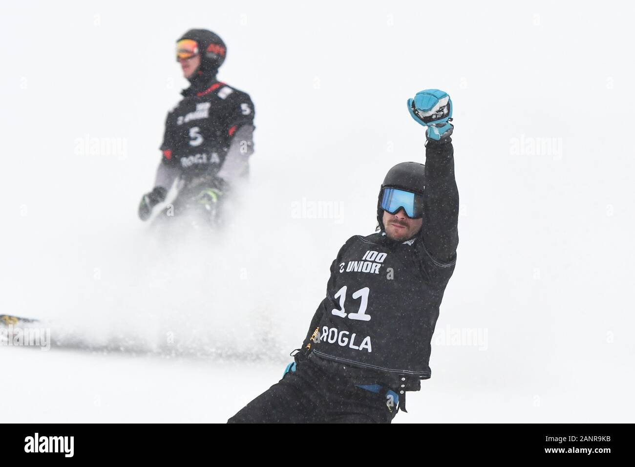 Rogla, Slovenia. 18th Jan, 2020. Vic Wild of Russia celebrates his ...