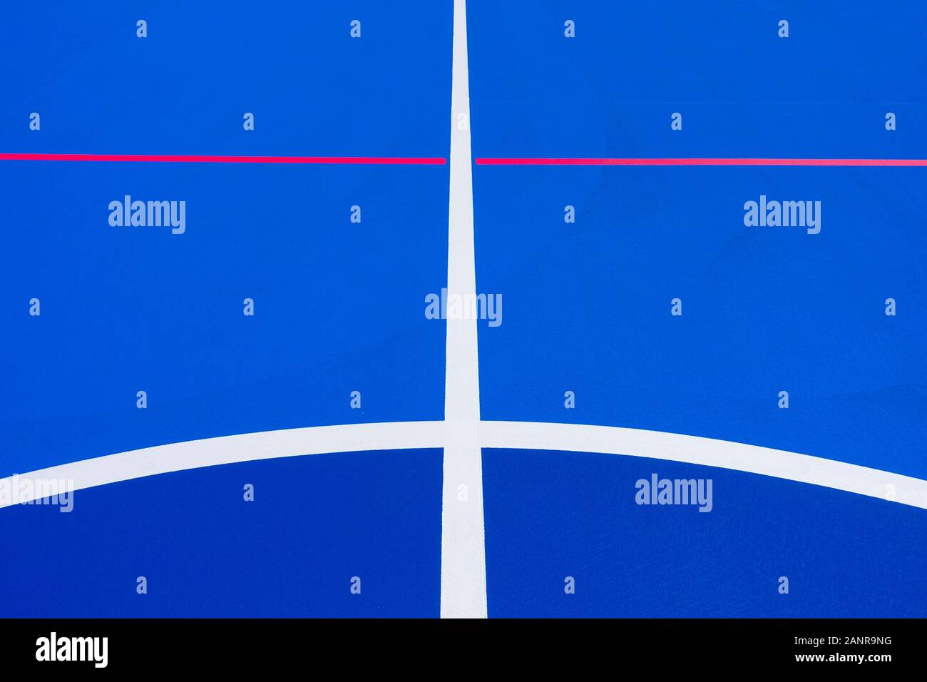 Design of a sports field, with blue background and red and yellow white ...