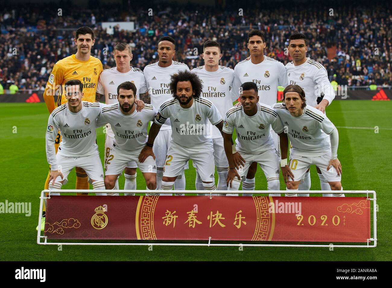 Madrid Spain. 18th Jan 2020. Team photo of Real Madrid before the La Liga match between Real Madrid and Sevilla FC at Santiago Bernabeu Stadium in Madrid. Final score Real Madrid 2 1
