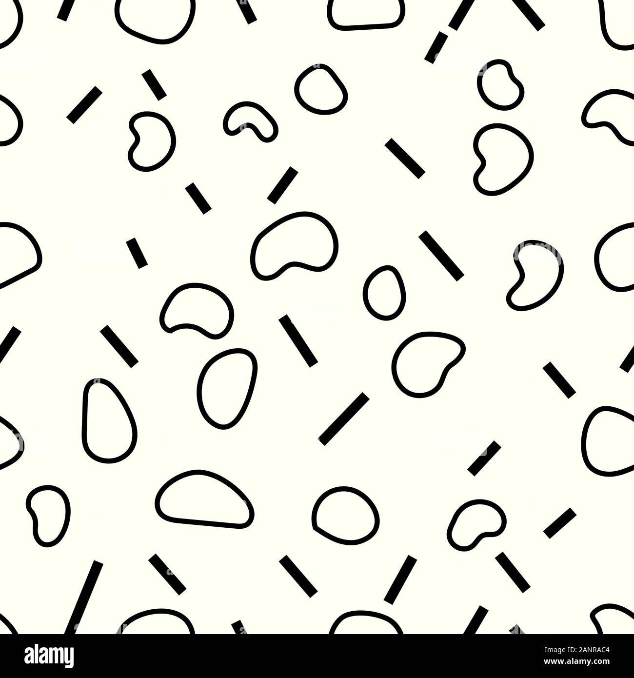 Seamless outline organic shape and line pattern. Memphis design repeat ...