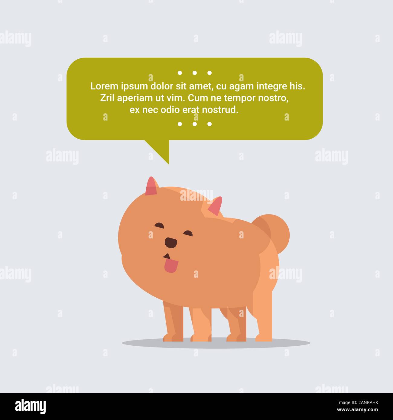 cute spitz dog with chat bubble speech furry human friend home pet ...
