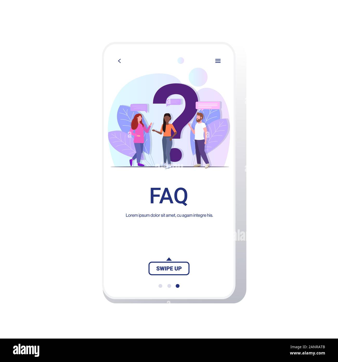 people group standing near question mark mix race team online support ...