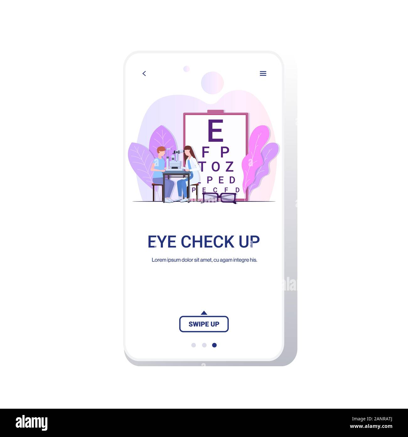 woman optician examining eye vision of male patient on slit lamp eye ...