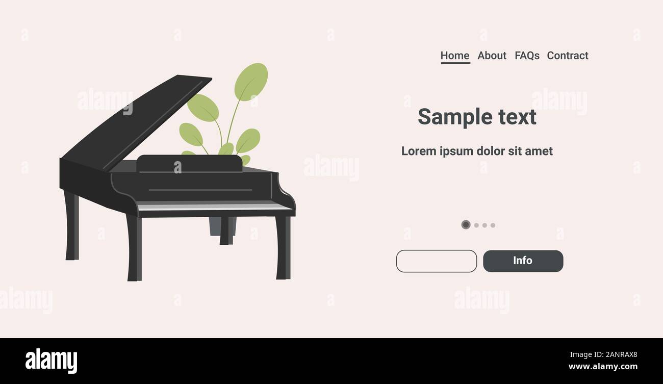 black grand piano icon cartoon musical instrument horizontal copy space ...