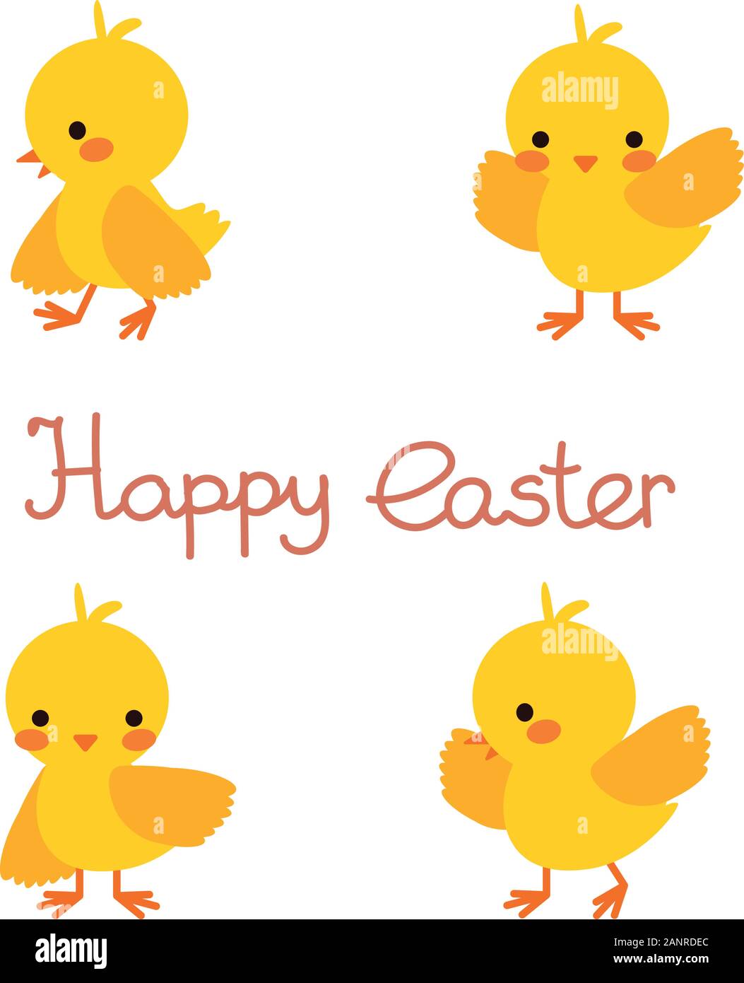 Vector cute yellow easter chicken with lettering Stock Vector Image ...