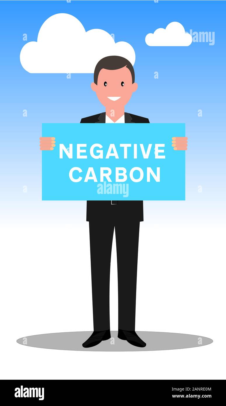 Man with carbon negative board vector drawing Stock Photo - Alamy