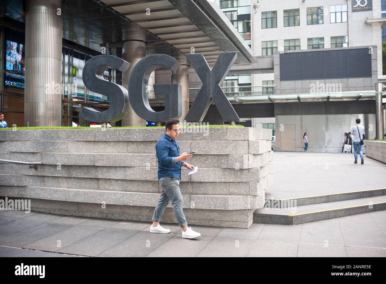 17.01.2020, Singapore, Republic of Singapore, Asia - Signage of the SGX ...