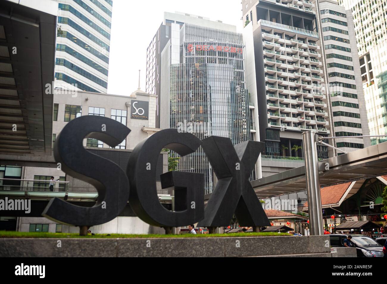 17.01.2020, Singapore, Republic of Singapore, Asia - Signage of the SGX ...