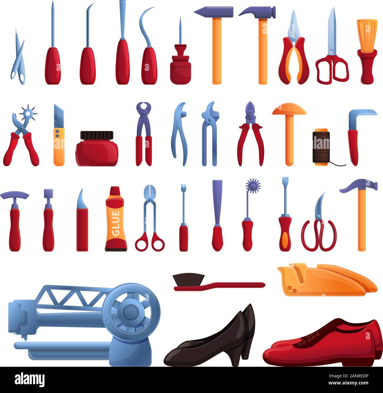 Shoe repair icons set. Cartoon set of Shoe repair vector icons for web ...