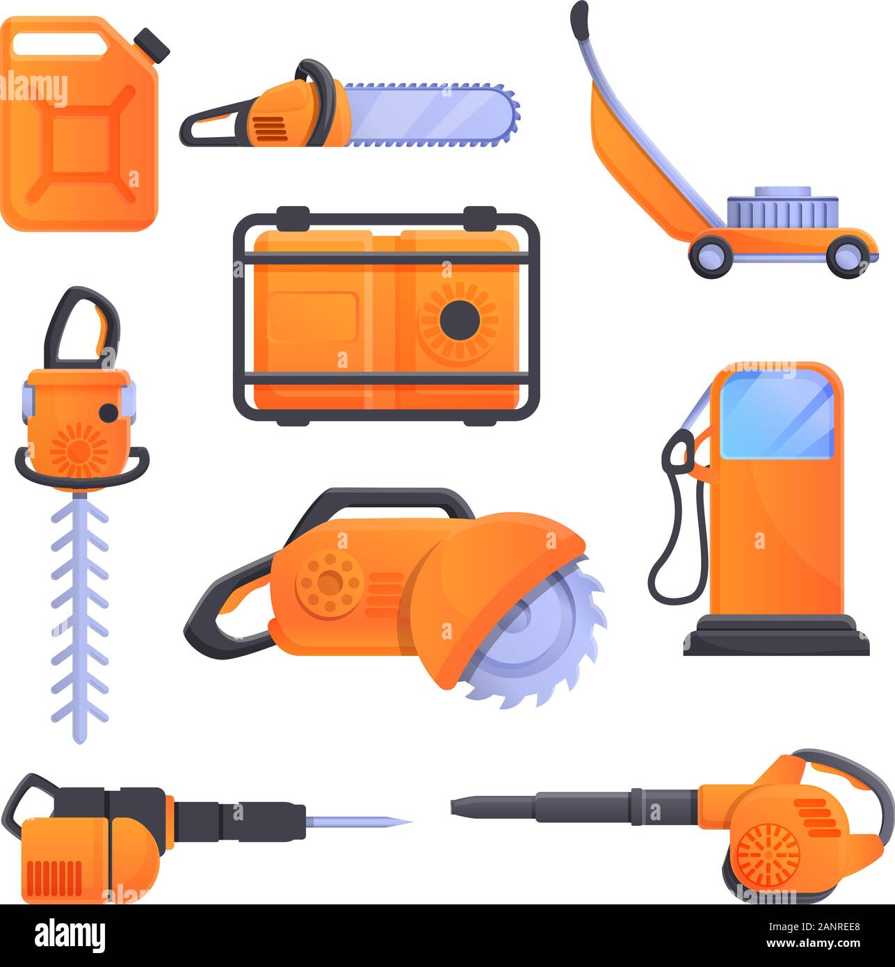 Gasoline tools icons set. Cartoon set of gasoline tools vector icons ...