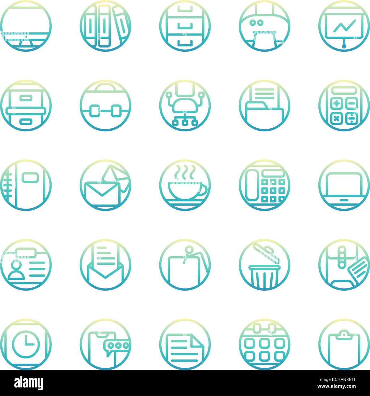 Work Office gradient icon set. Vector and Illustration Stock Vector ...