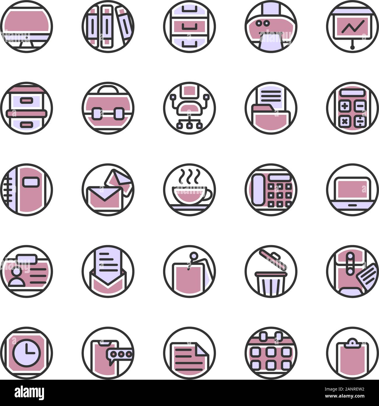 Work Office filled outline icon set. Vector and Illustration Stock ...