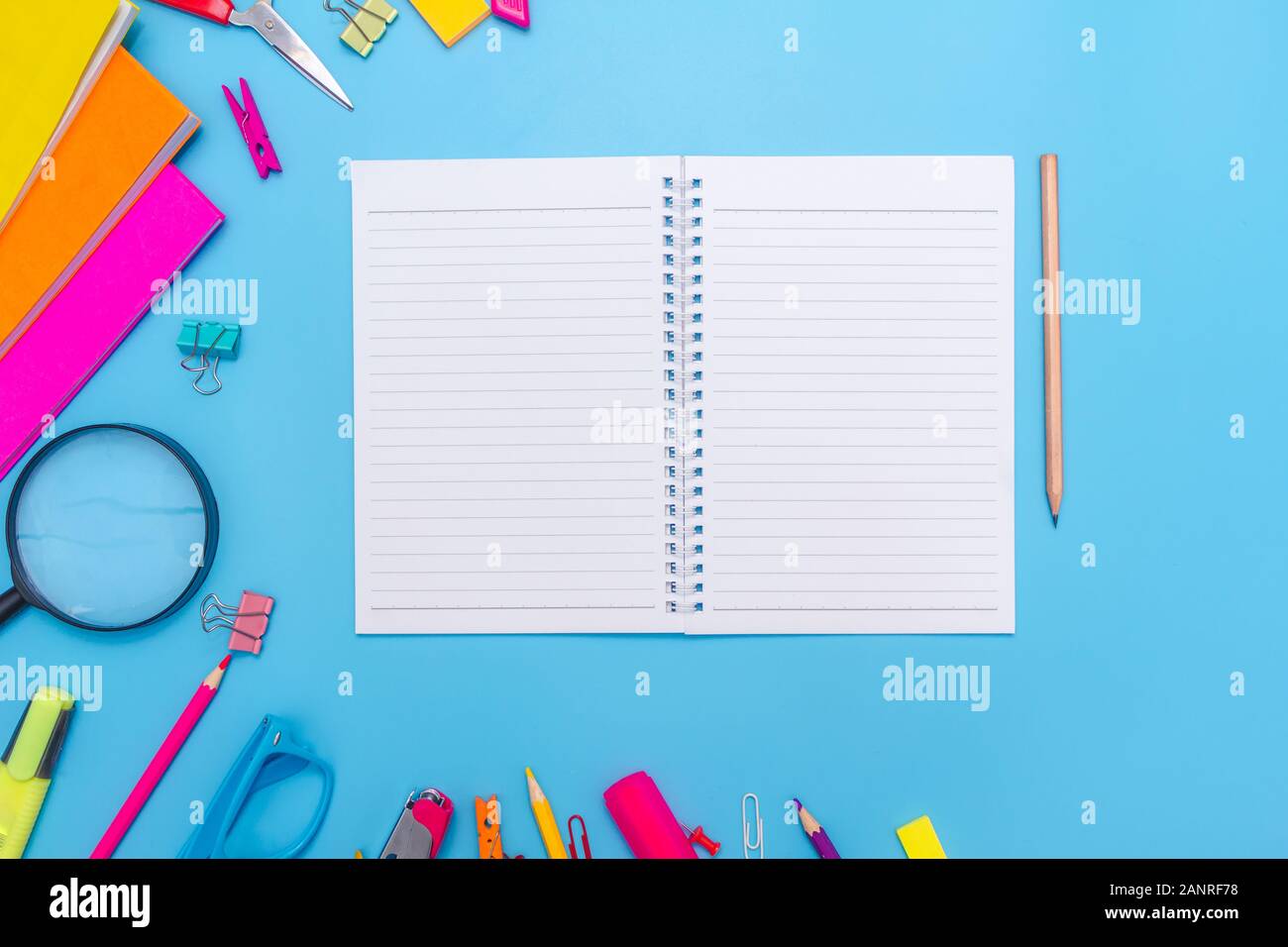 School supplies table hi-res stock photography and images - Alamy