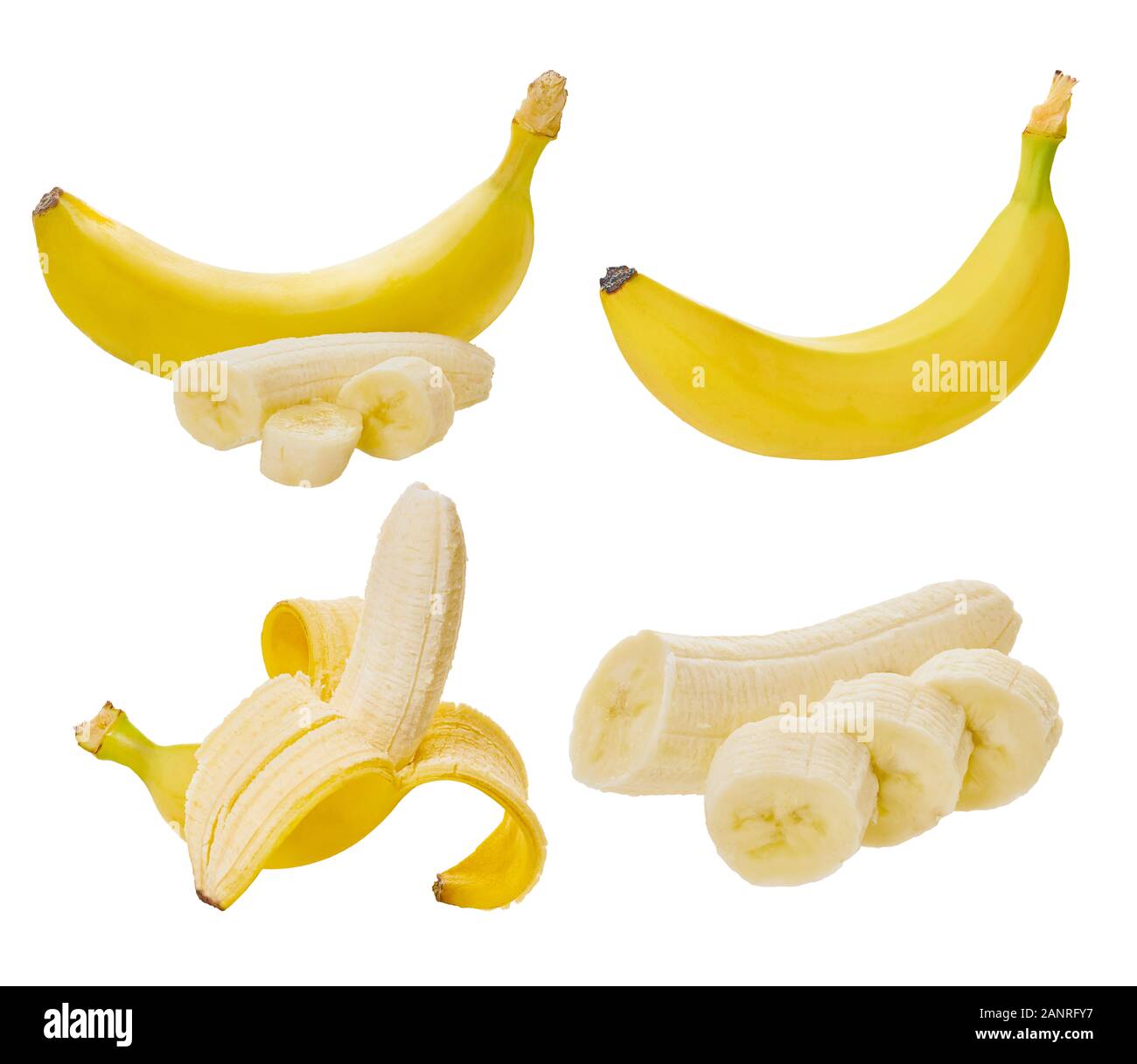 set of bananas on a white isolated background with clipping path Stock ...
