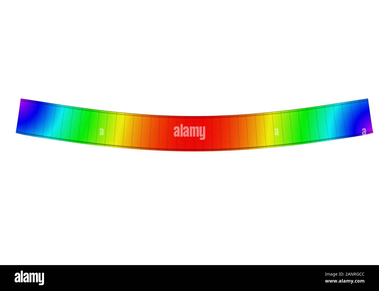 A simple supported I-beam bending. Side 3D view of mesh deformation and ...
