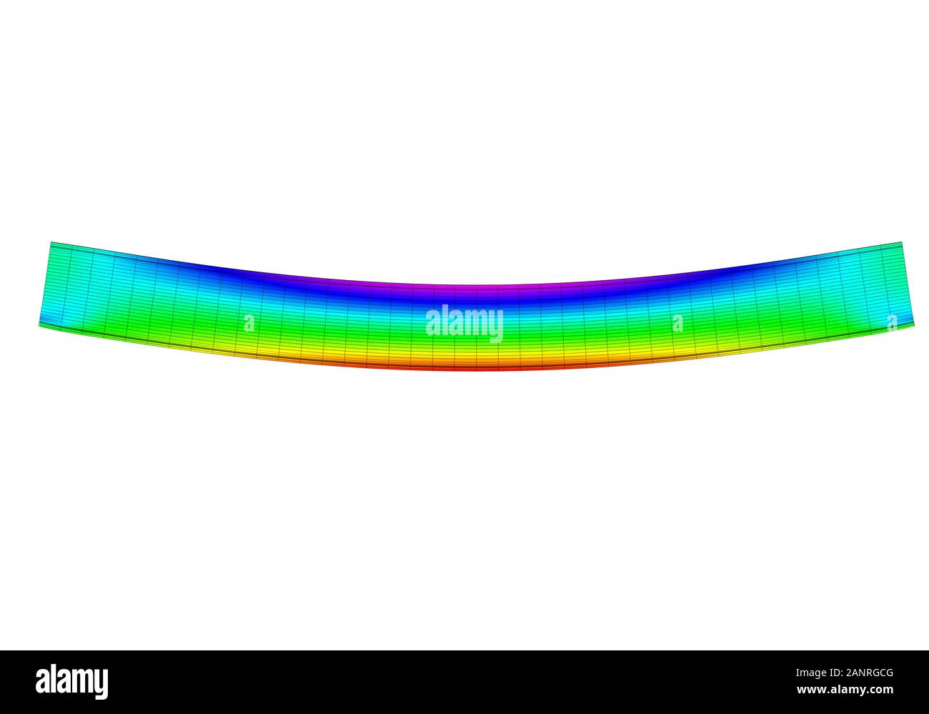 A simple supported I-beam bending. Side 3D view of mesh deformation and ...