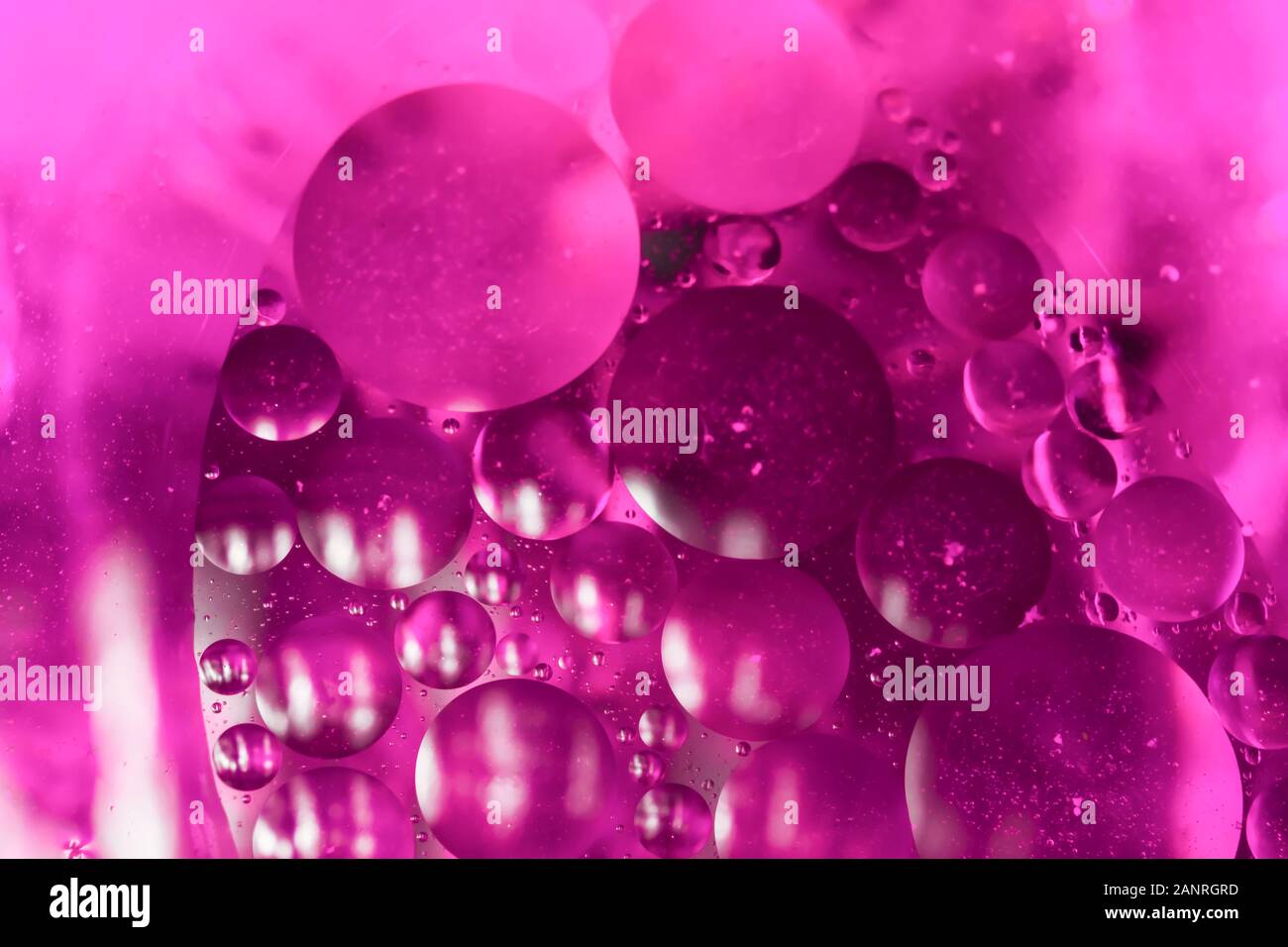pink color cooking oil bubbles in water.abstract textured background ...