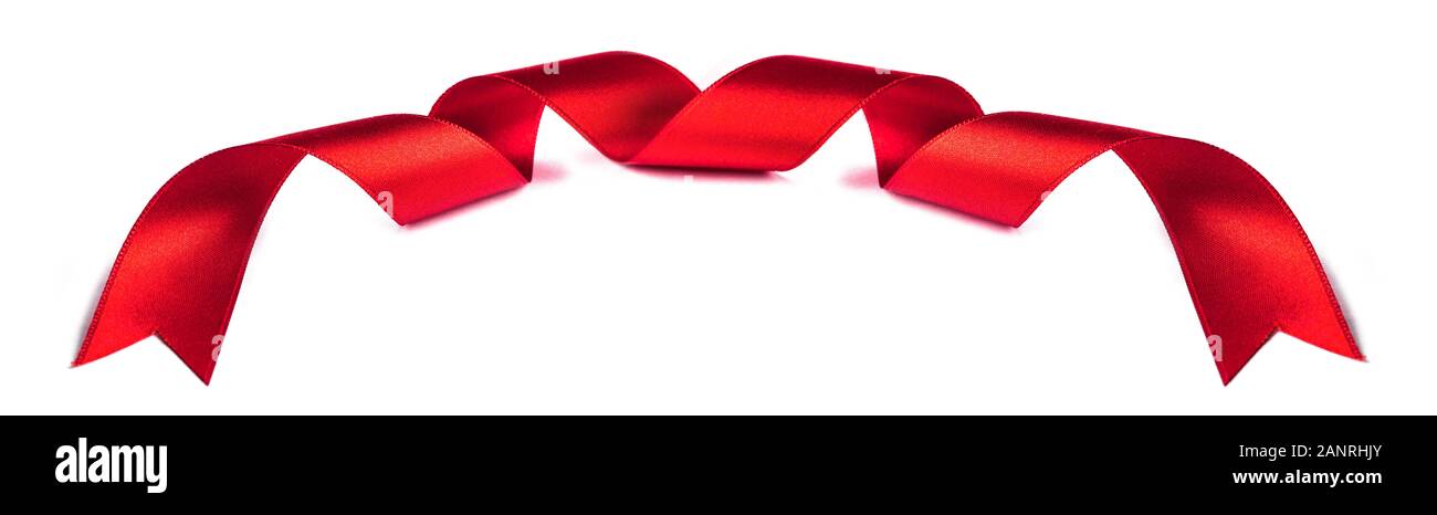 Curled spiral red ribbon tape isolated on white background Stock Photo ...