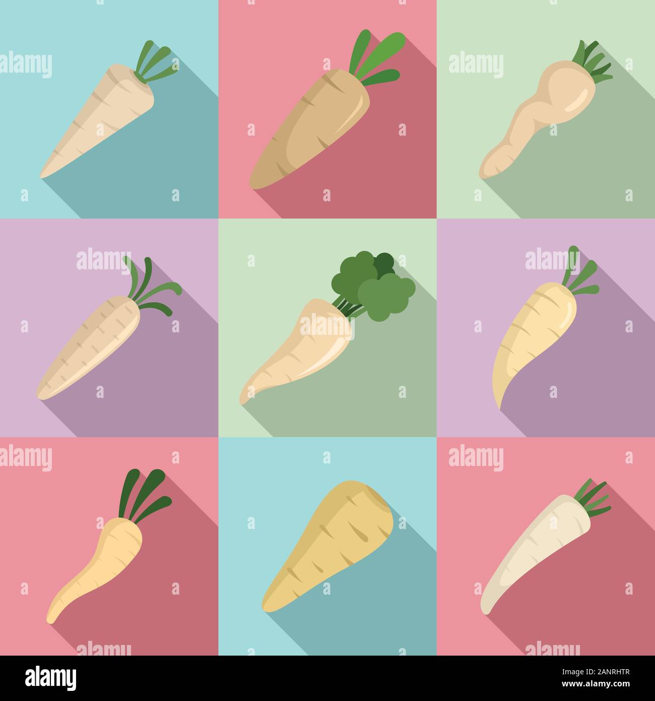 Parsnip icons set. Flat set of parsnip vector icons for web design ...