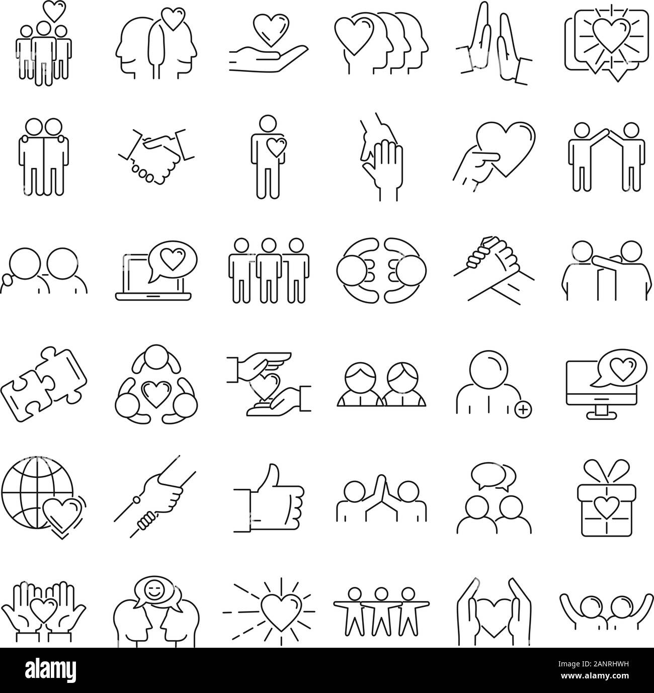 Friendship icons set. Outline set of friendship vector icons for web ...
