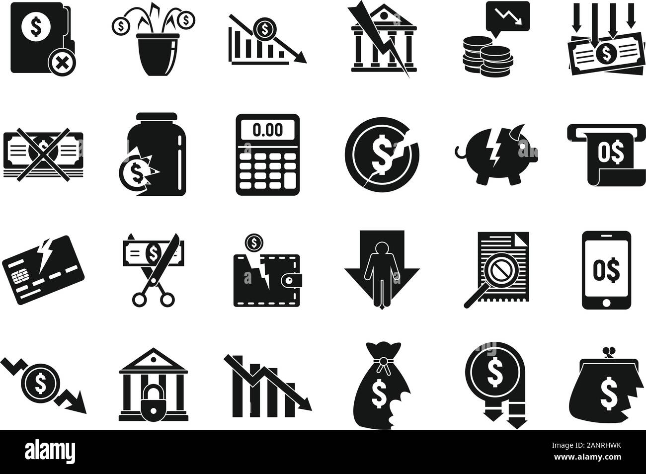 Bankrupt icons set. Simple set of bankrupt vector icons for web design ...