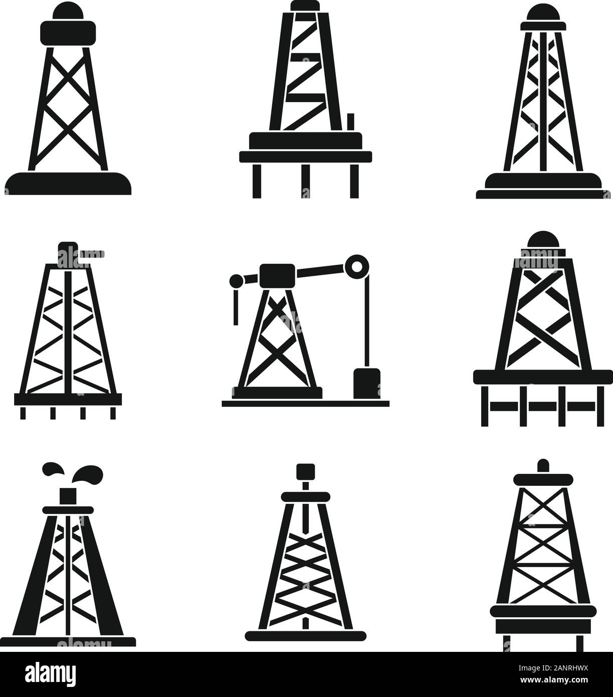 Derrick icons set. Simple set of derrick vector icons for web design on ...