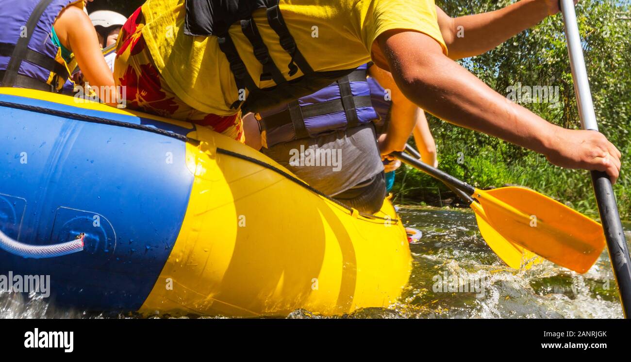 Rafting team , summer extreme water sport Stock Photo - Alamy