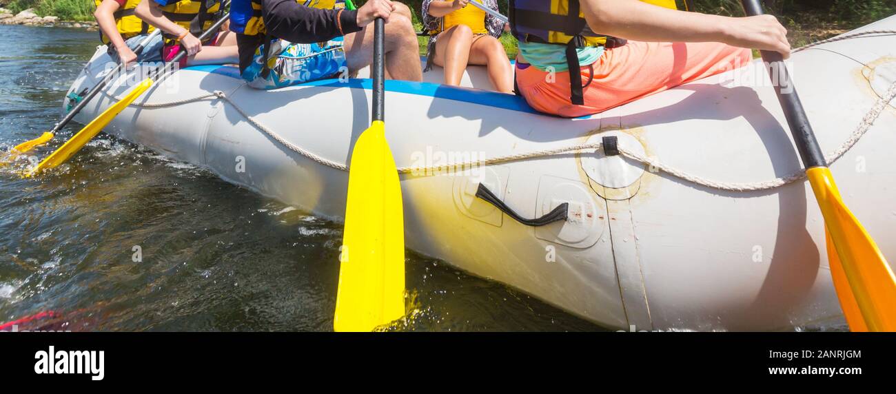 Rafting team , summer extreme water sport Stock Photo - Alamy
