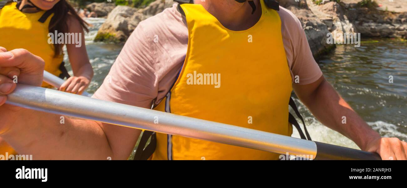 Rafting team , summer extreme water sport Stock Photo - Alamy