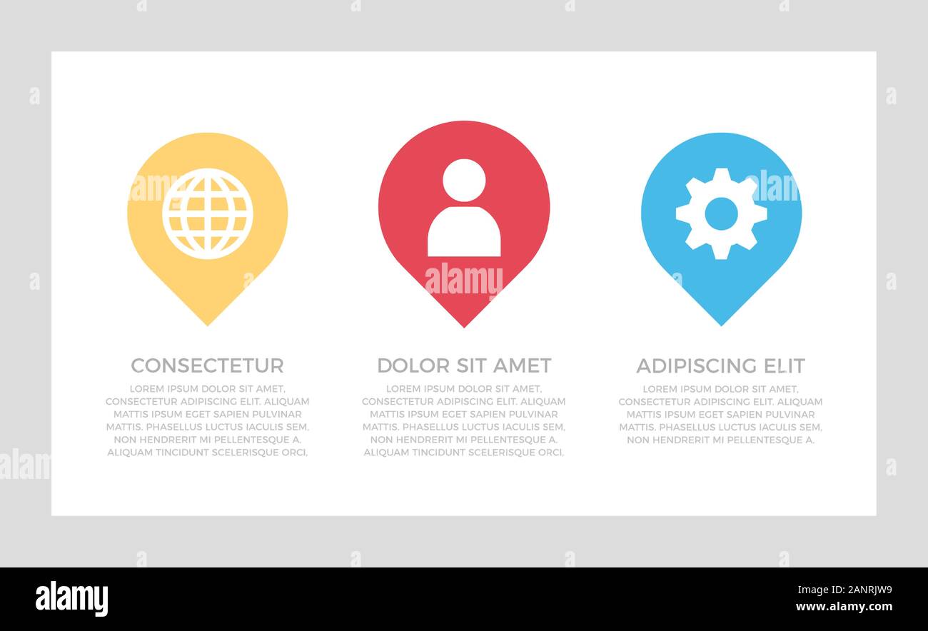 Set of blue and yellow, red elements for infographic presentation ...
