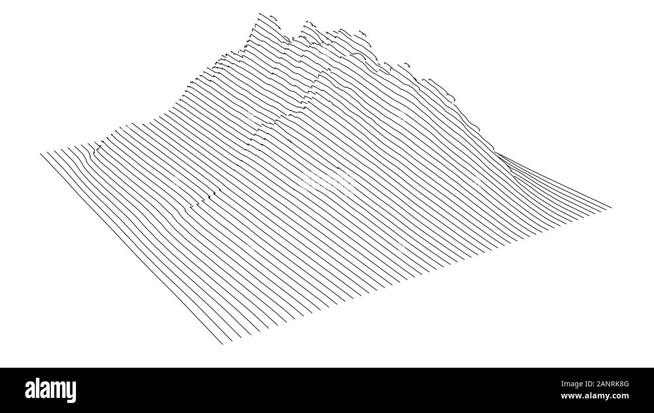 Curve lines in the shape of a part of a mountain range. Vector ...