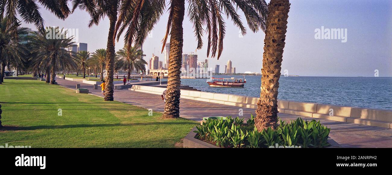 Panorama on the Corniche of Doha, Qatar Stock Photo - Alamy