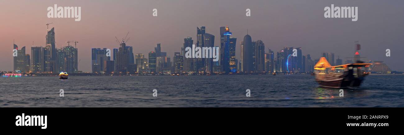 Modern high rise towers at night at Doha, Qatar Stock Photo - Alamy