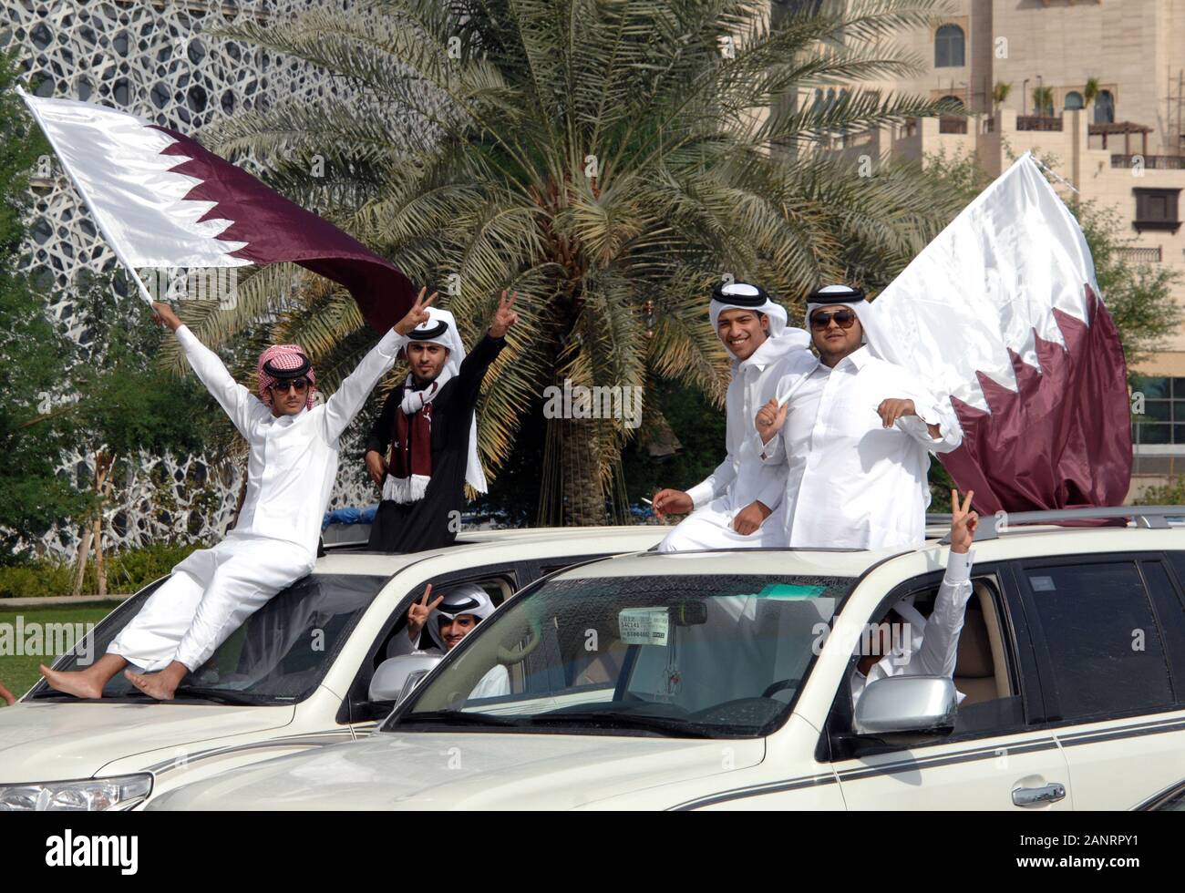 Doha, Qatar- National Day, Qatari cars celebration during the day at ...