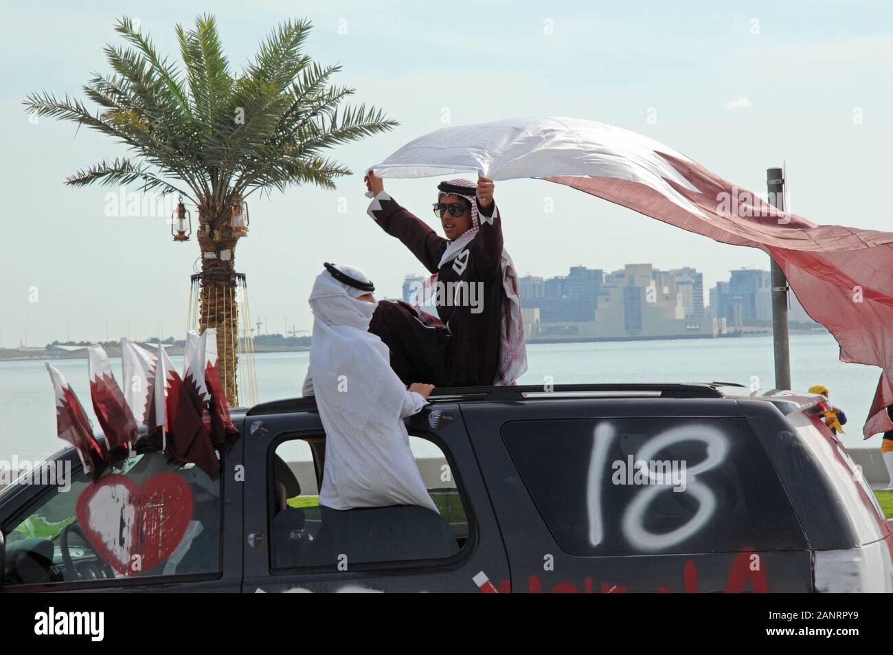 Doha, Qatar- National Day, Qatari cars celebration during the day at ...