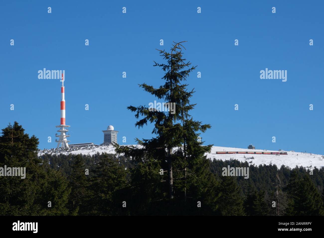 View to the german mountain called Brocken in the area Harz Stock Photo ...