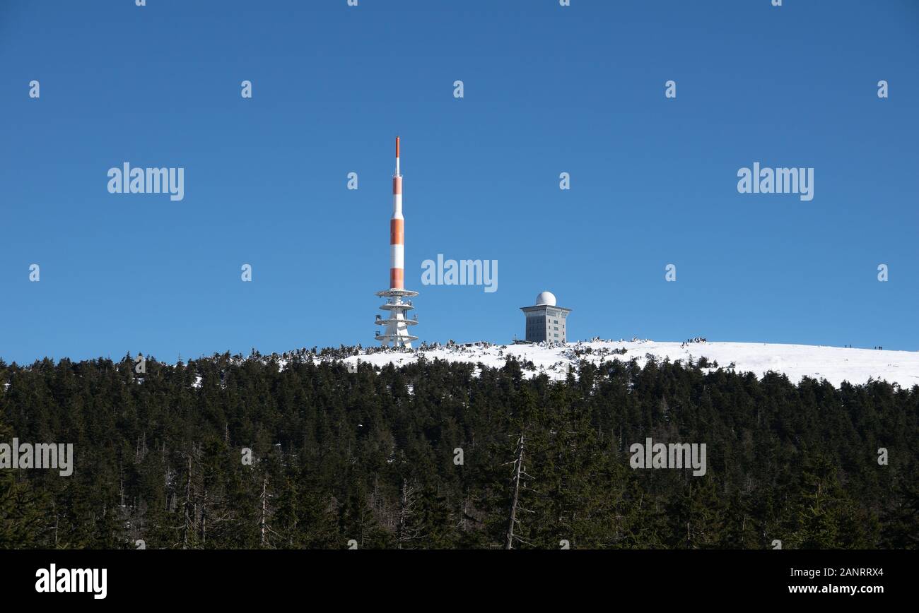 View to the german mountain called Brocken in the area Harz Stock Photo ...