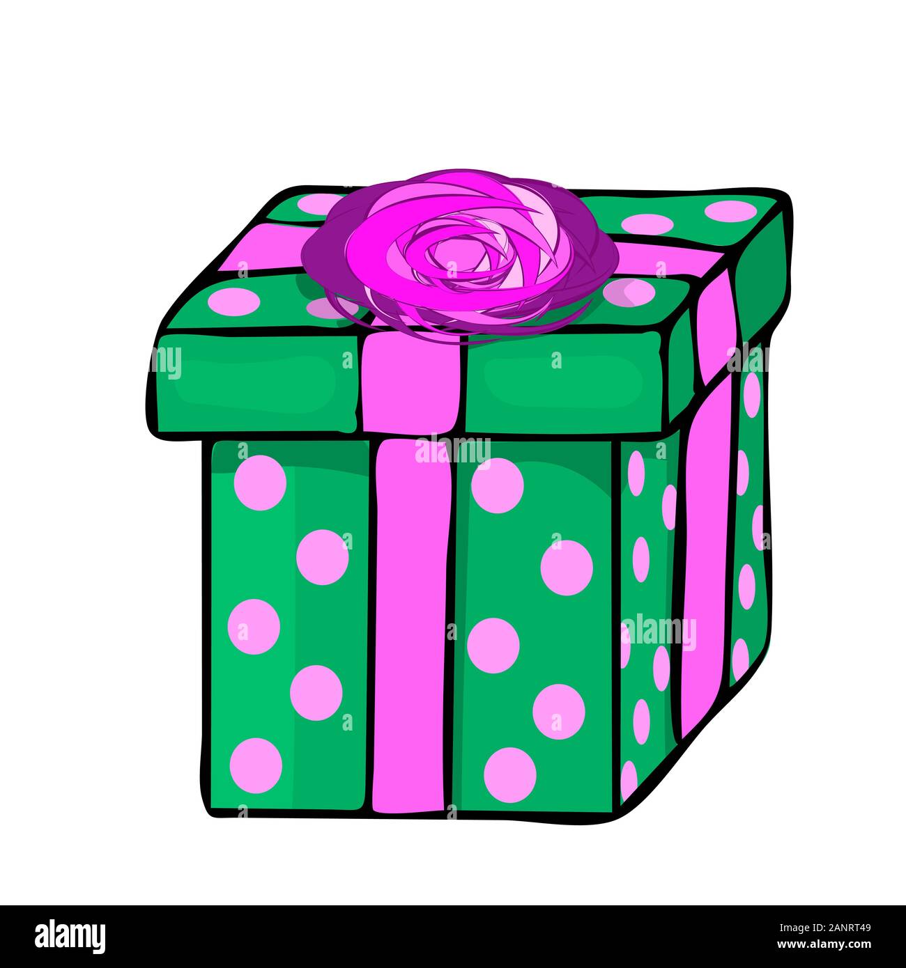 Gift box isolated on white background. Holiday present in cartoon style ...