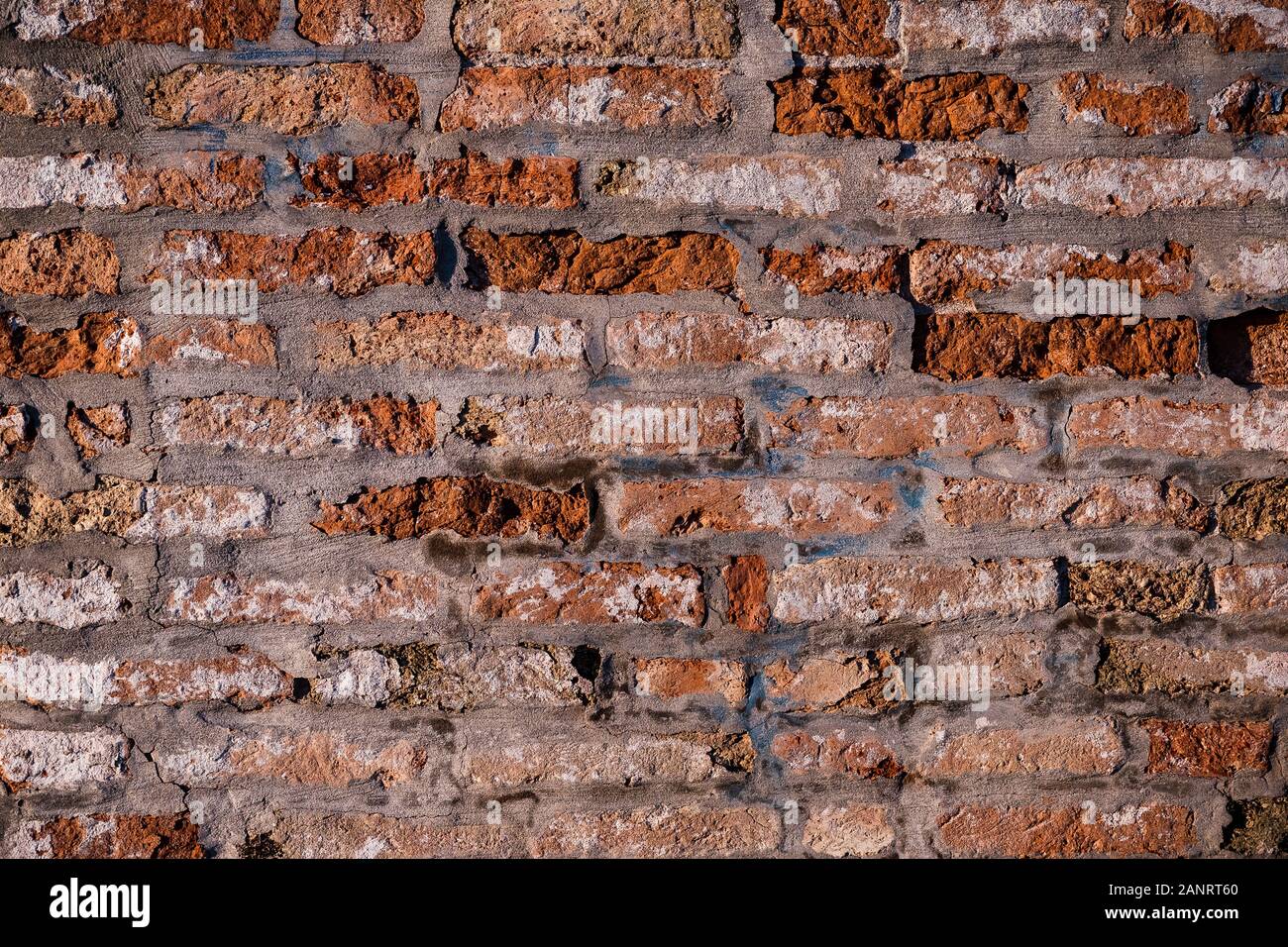 Red old brick wall texture loft grunge background. Italian masonry ...