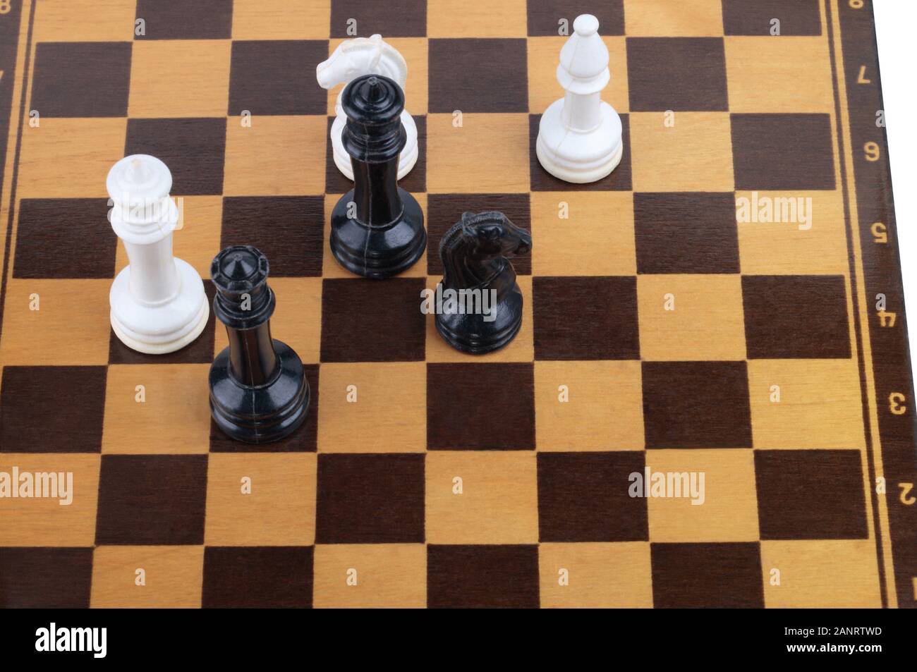 wooden checkerboard with figures Stock Photo - Alamy
