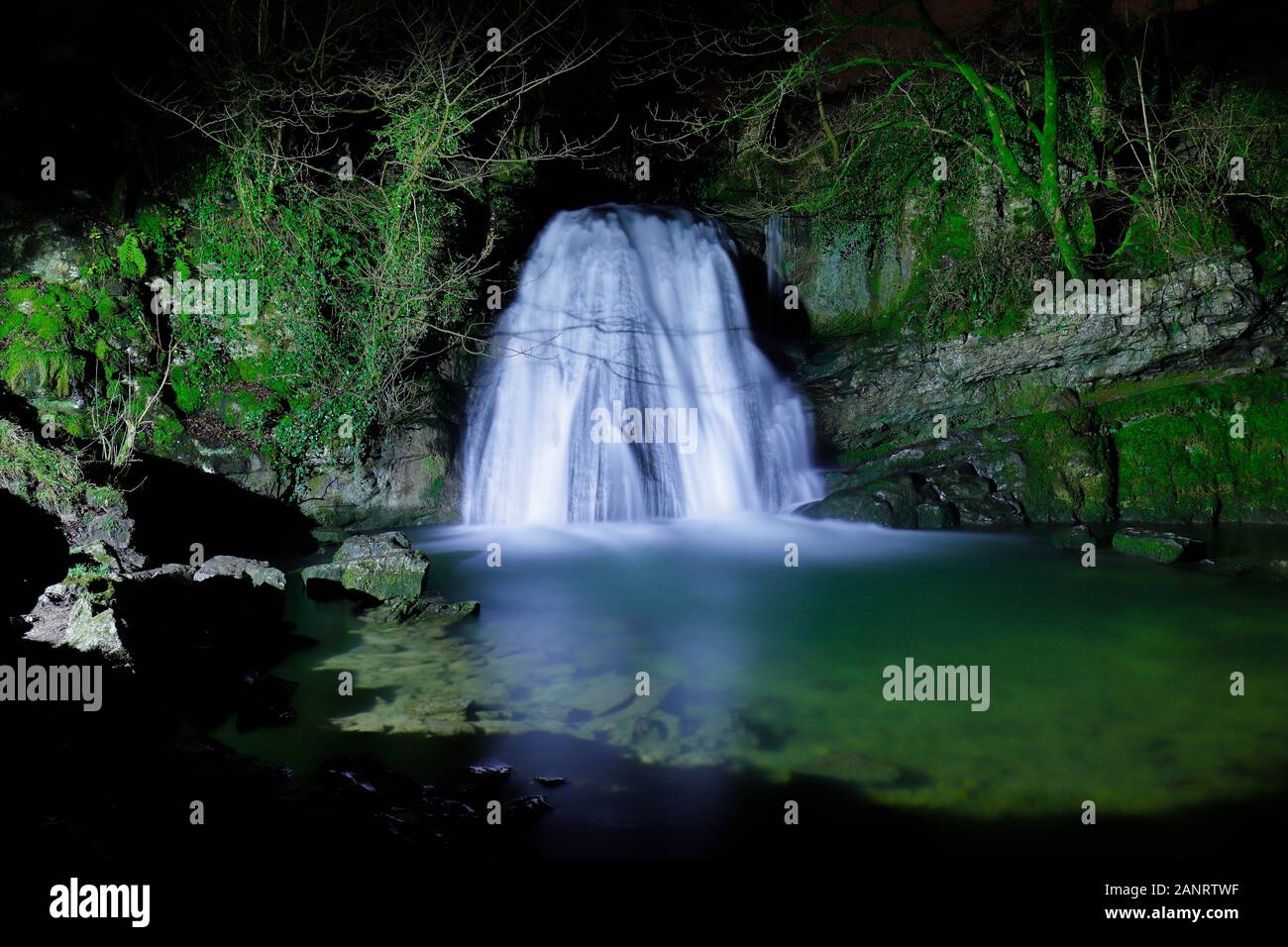 Janets Foss waterfall in Malham, North Yorkshire. This scene is ...
