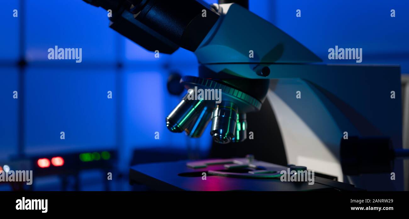 microbiological laboratory microscope in laboratory interior Stock ...