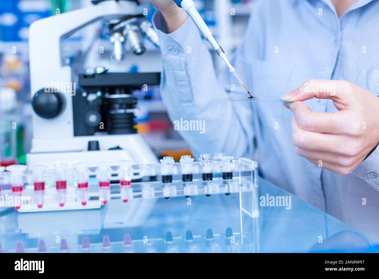 Microscope slide in the laboratory Stock Photo - Alamy