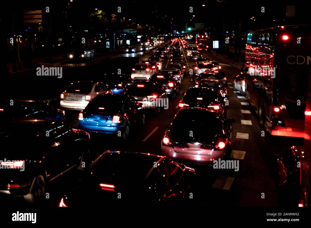 Mexico city traffic jam at night congested road Stock Photo - Alamy